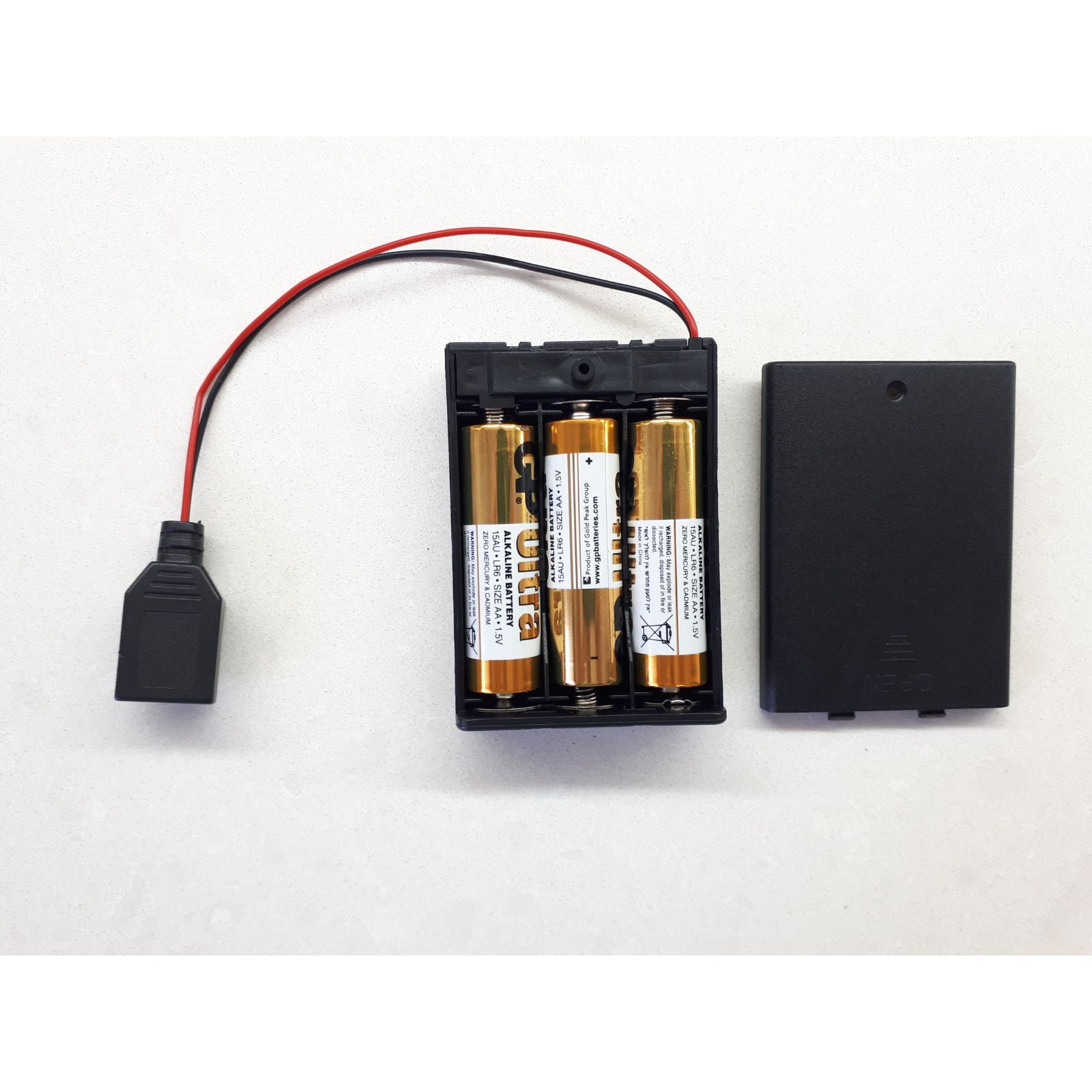 3AA Battery House USB Female Connection, Battery Holder, USB Female ...
