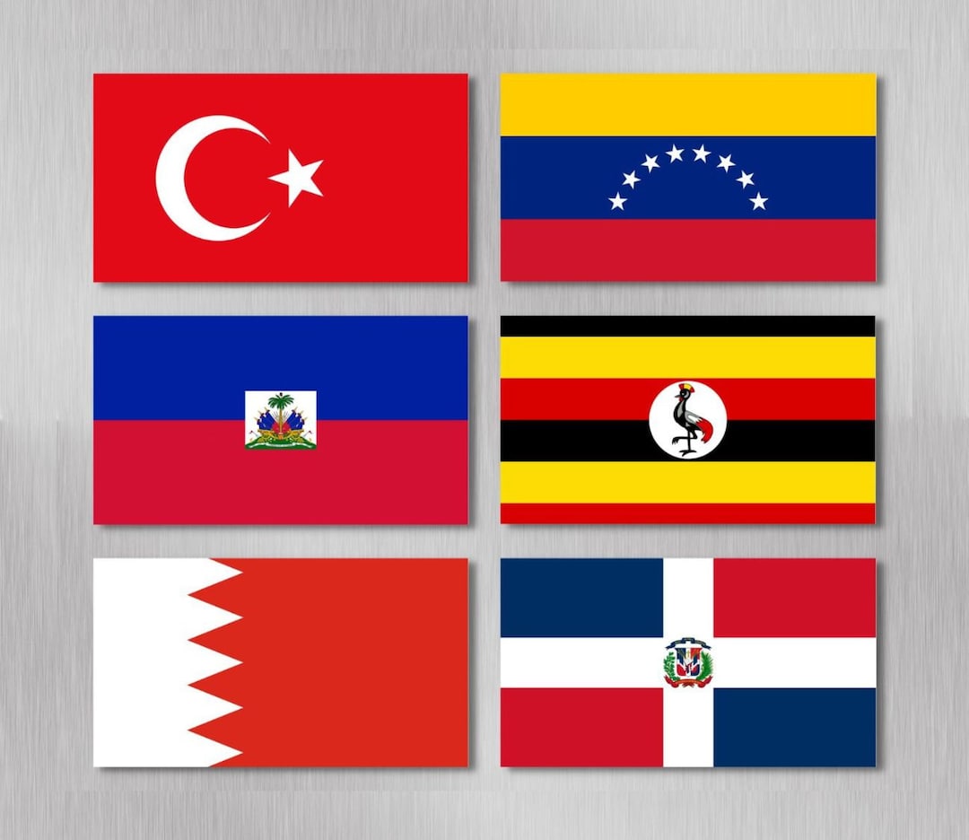 6 Flags Fridge Magnets, Turkey, Venezuela, Haiti, Dominican Republic ...