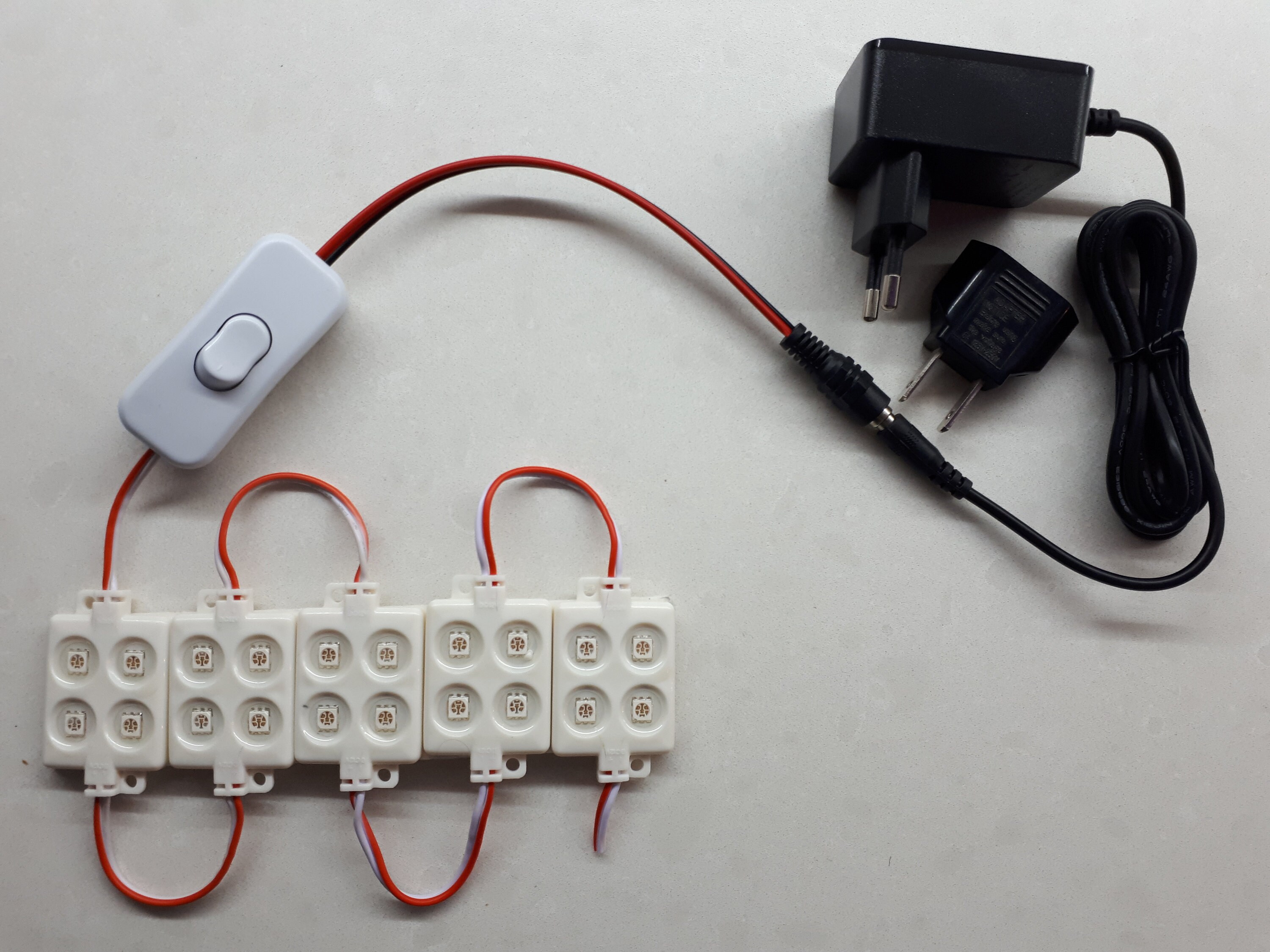 5 Red LED Module, Power Supply, ON OFF Switch, Drinks Bar Lighting ...