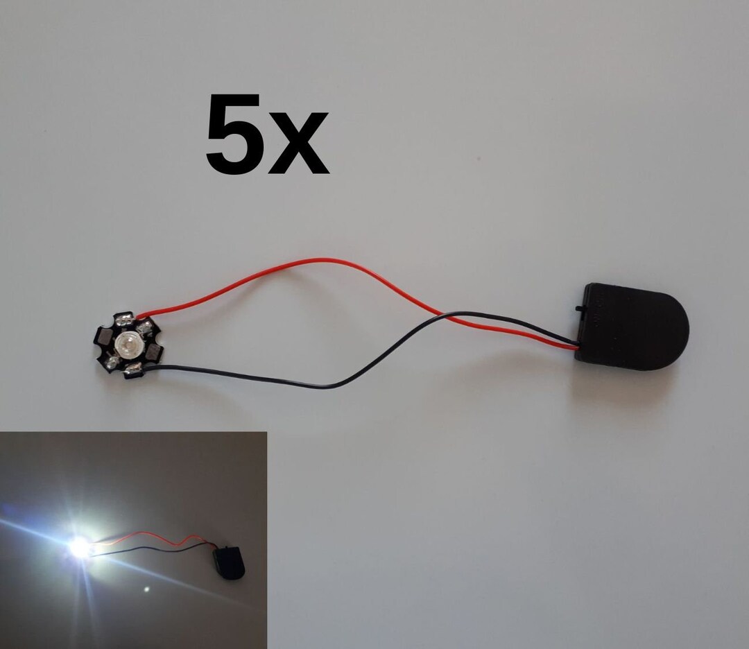 5 Pcs Cold White Led Battery Button, DIY Lighting, CR2032 Battery Lamp ...