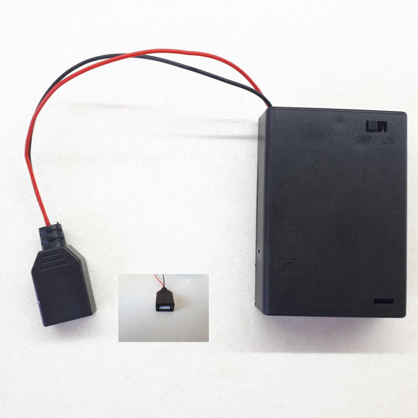 3AA Battery House USB Female Connection, Battery Holder, USB Female ...