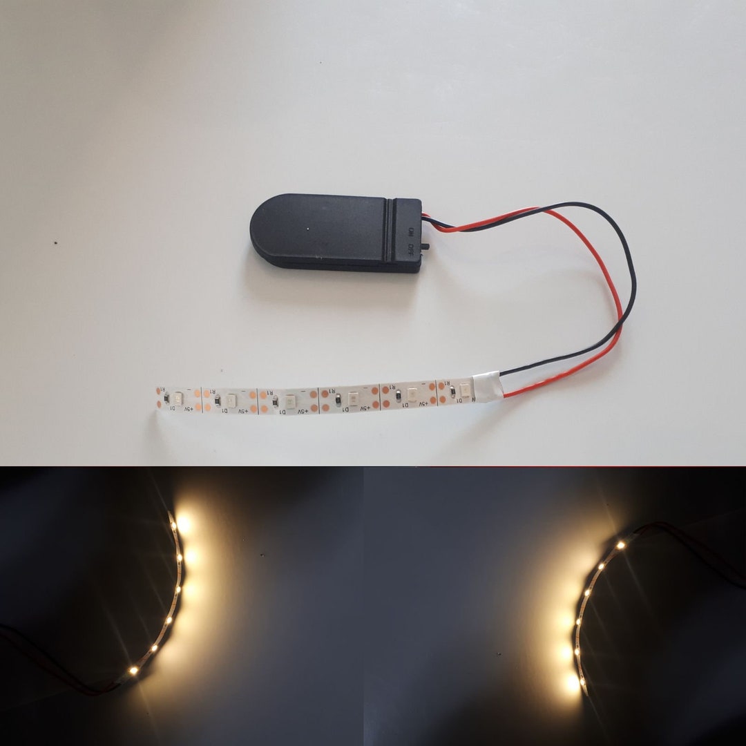 Warm White LED Strip Battery Power on CR2032, Night Lamp, Light White ...