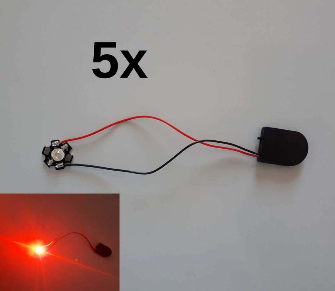 5 Pcs Red Led Battery Button, DIY Lighting, CR2032 Battery Lamp, Small ...