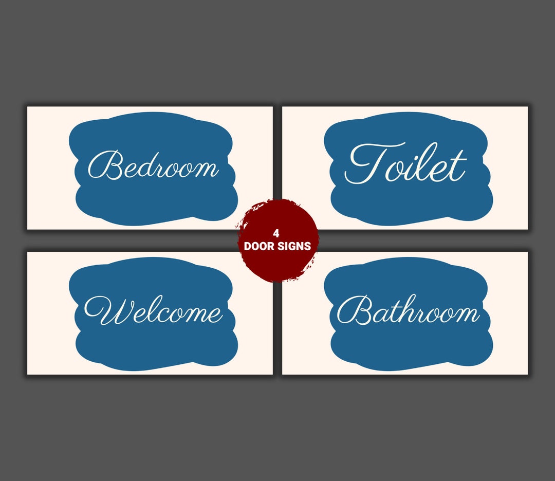 4 Door Signs Light Blue Color Welcome Sign Bedroom Sign - Etsy