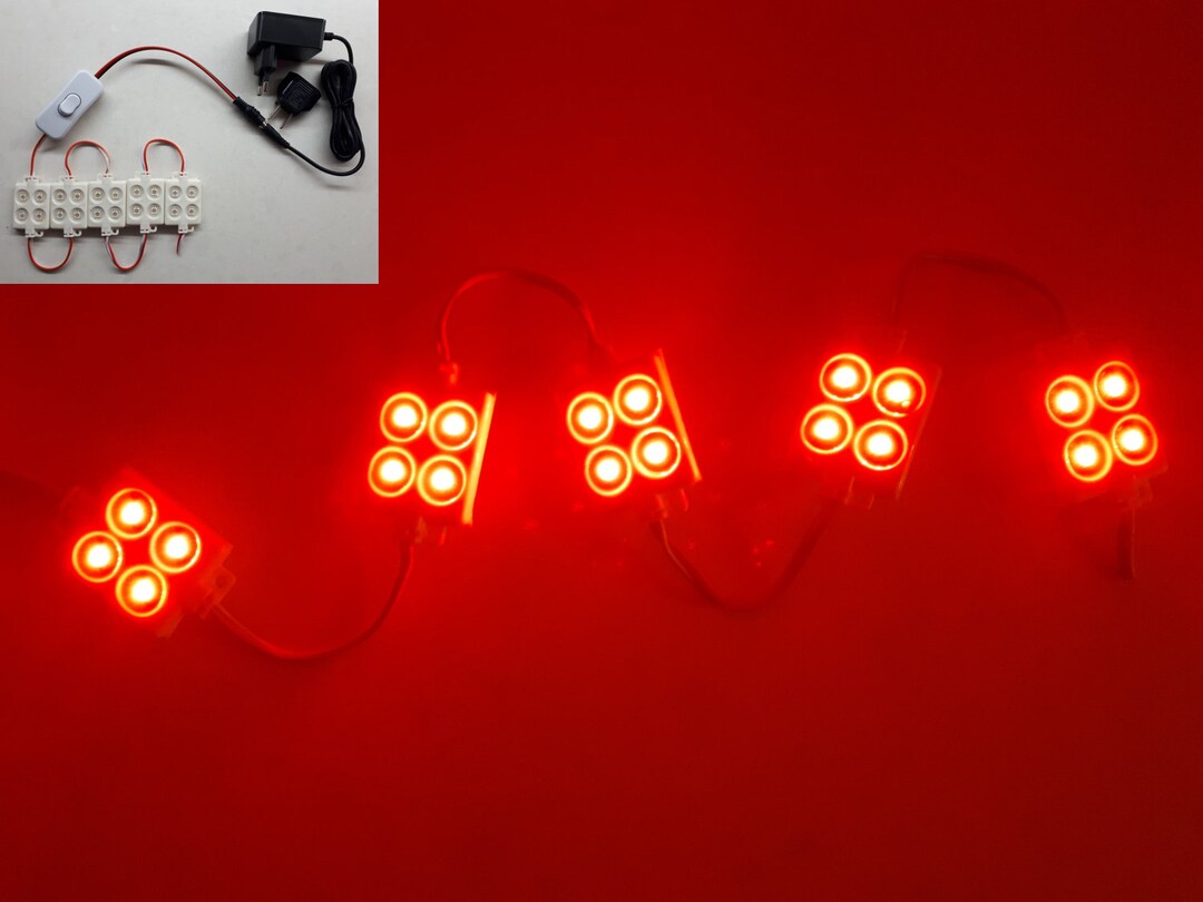 5 Red LED Module, Power Supply, ON OFF Switch, Drinks Bar Lighting ...