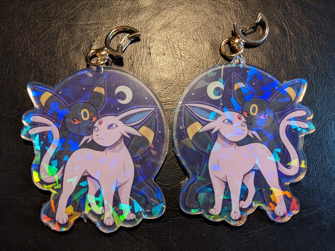 Espeon Umbreon 3.5" Cracked Ice Holo Double-sided Acrylic Keychain - Etsy