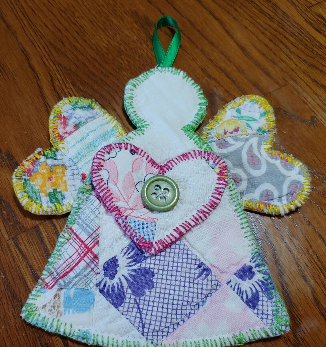 Antique Cutter Quilt Handmade Angel Ornament With Buttons and ...