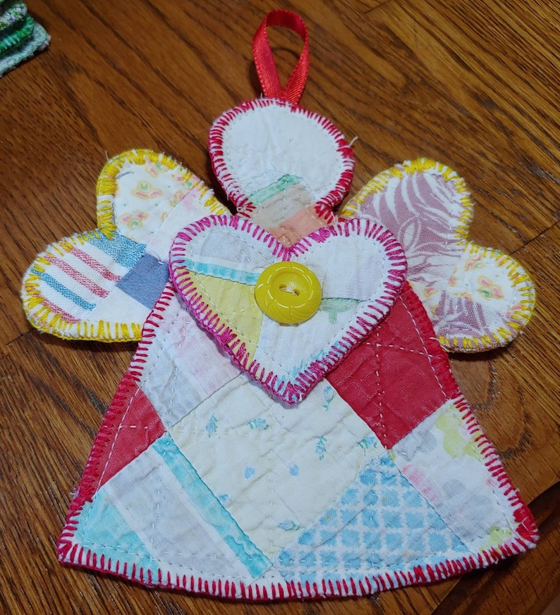 Antique Cutter Quilt Handmade Angel Ornament With Buttons and ...