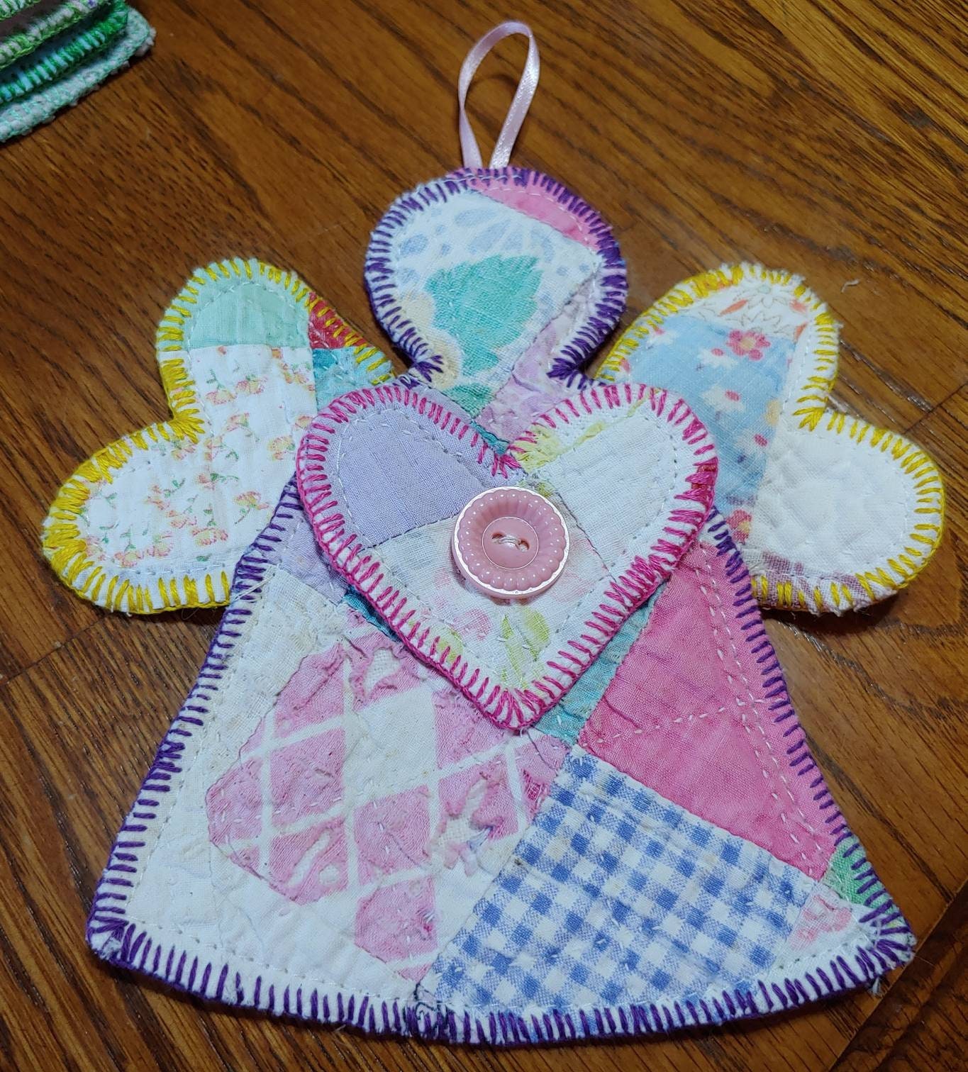 Antique Cutter Quilt Handmade Angel Ornament With Buttons and ...
