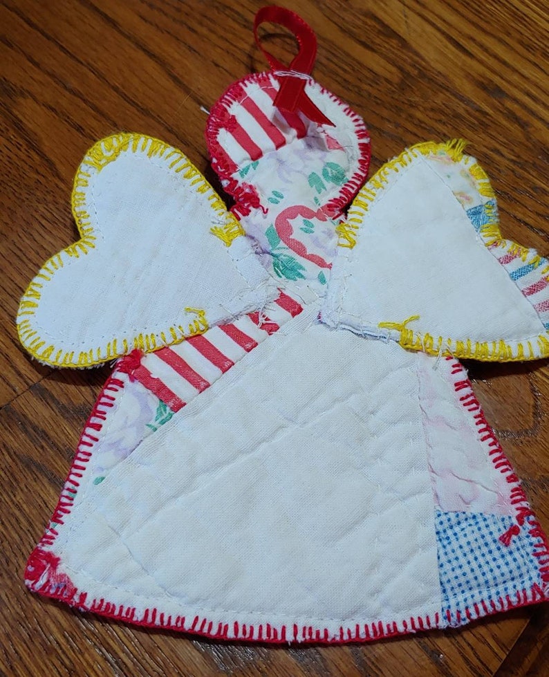 Antique Cutter Quilt Handmade Angel Ornament With Buttons and ...