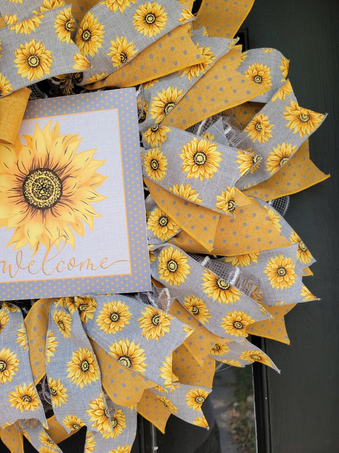 Welcome Sunflower Wreath, Neutral Sunflower Porch Decor, Fall Sunflower ...