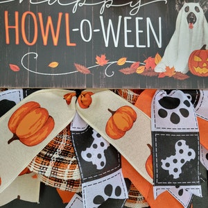 Happy Howloween Pancake Wreath for Front Door, Dog Welcome Wreath, Slim ...