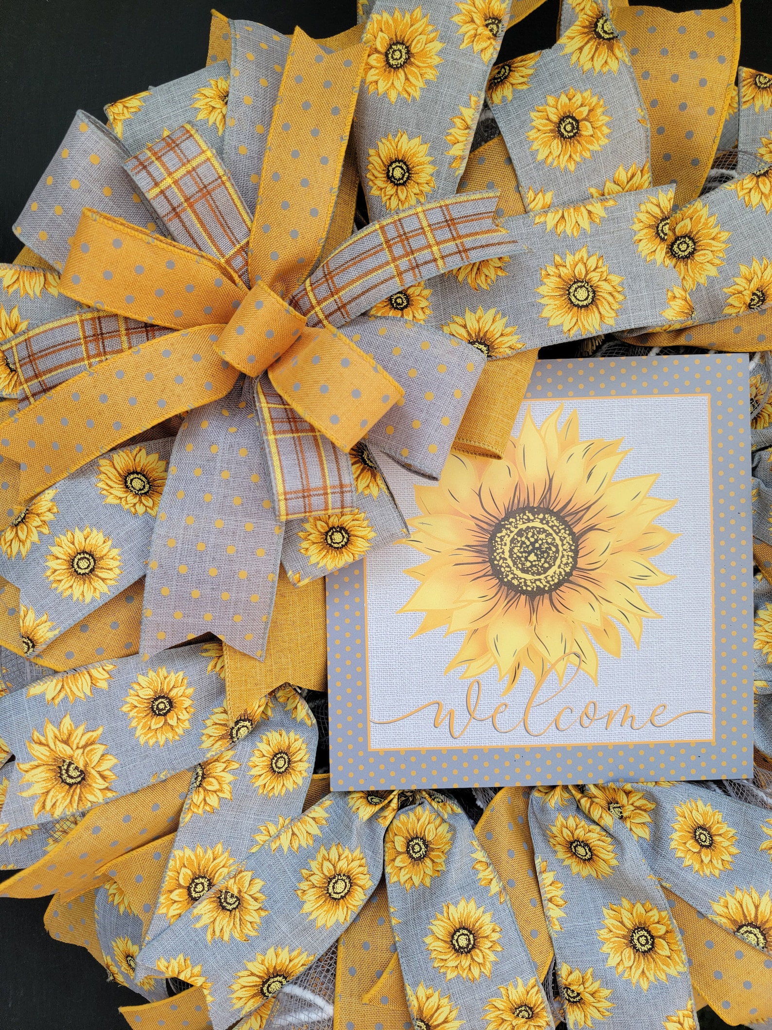 Welcome Sunflower Wreath, Neutral Sunflower Porch Decor, Fall Sunflower ...