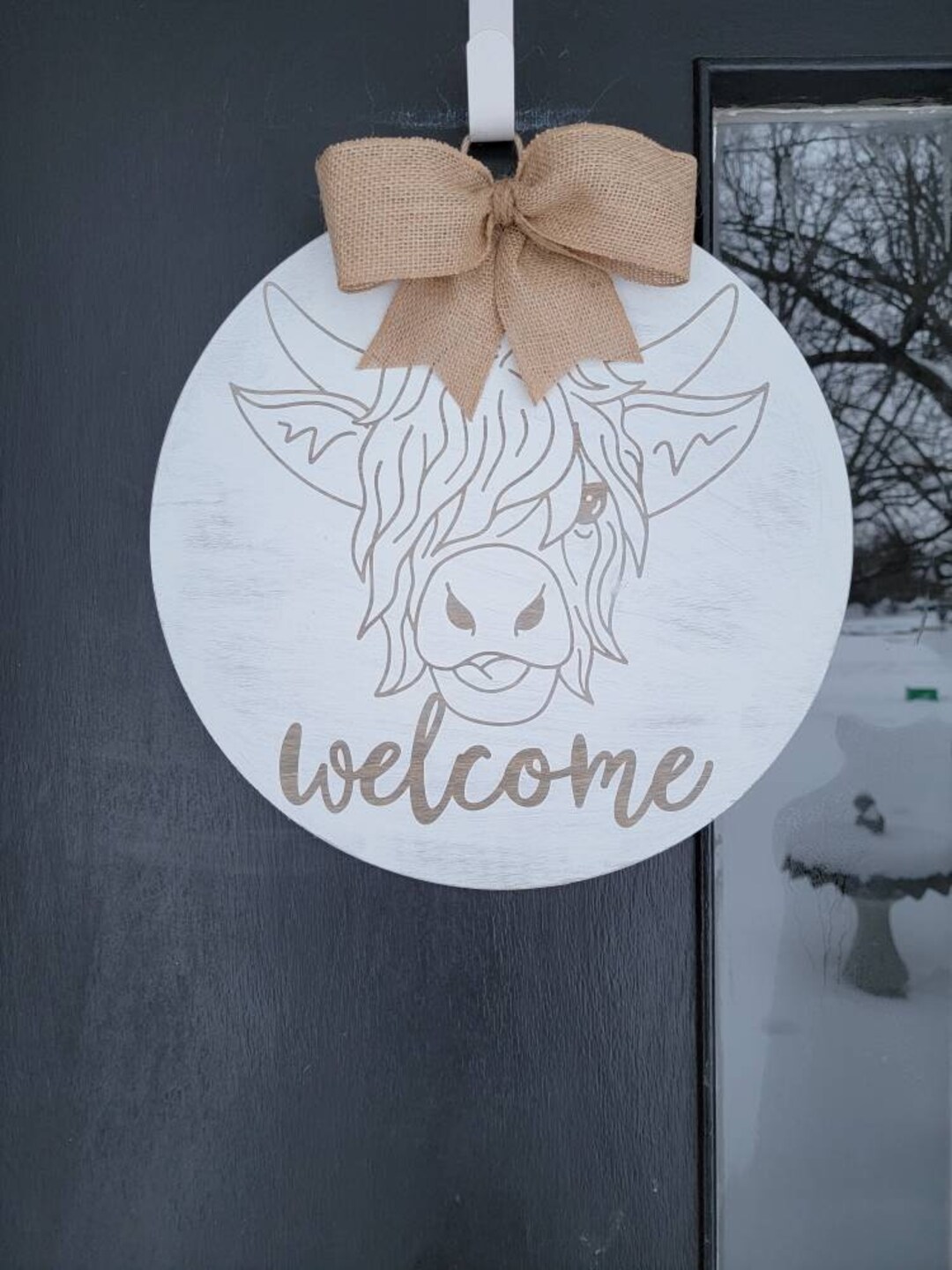 Highland Cow Door Hanger for Your Front Door, Cow Welcome Door Decor ...
