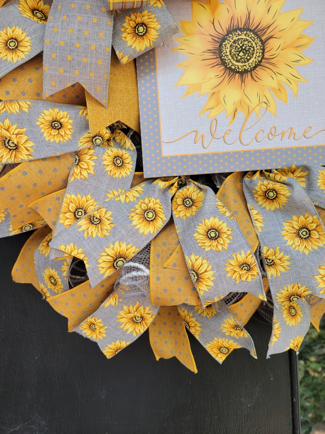 Welcome Sunflower Wreath, Neutral Sunflower Porch Decor, Fall Sunflower ...