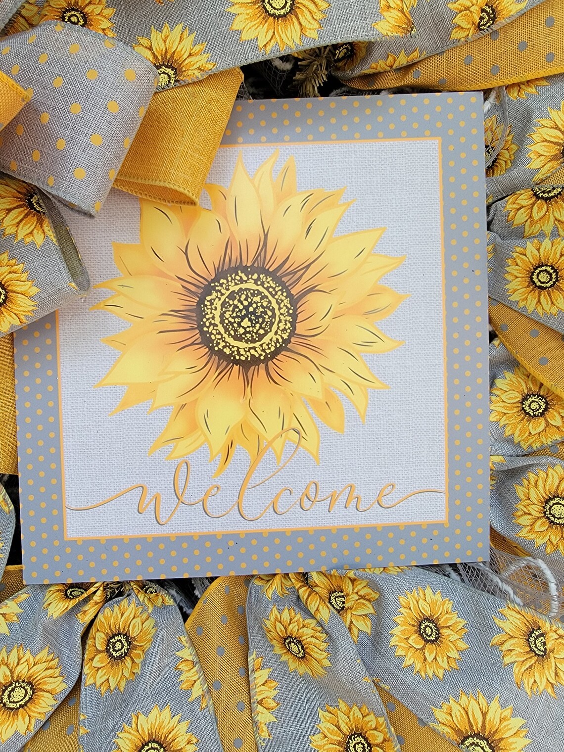 Welcome Sunflower Wreath, Neutral Sunflower Porch Decor, Fall Sunflower ...