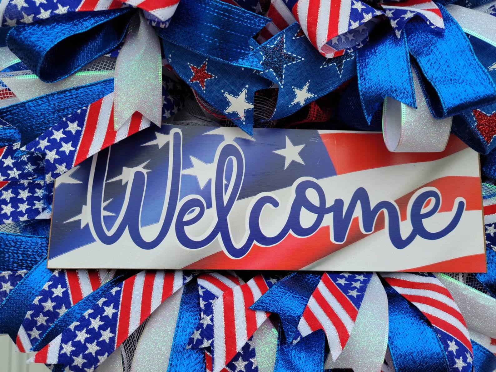 Patriotic welcome wreath Memorial Day decor military wreath | Etsy