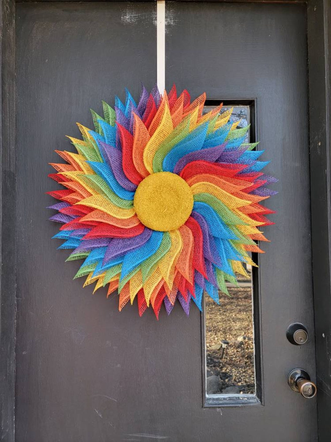 Spiral Rainbow Wreath Rainbow Pinwheel Door Decor Pride - Etsy