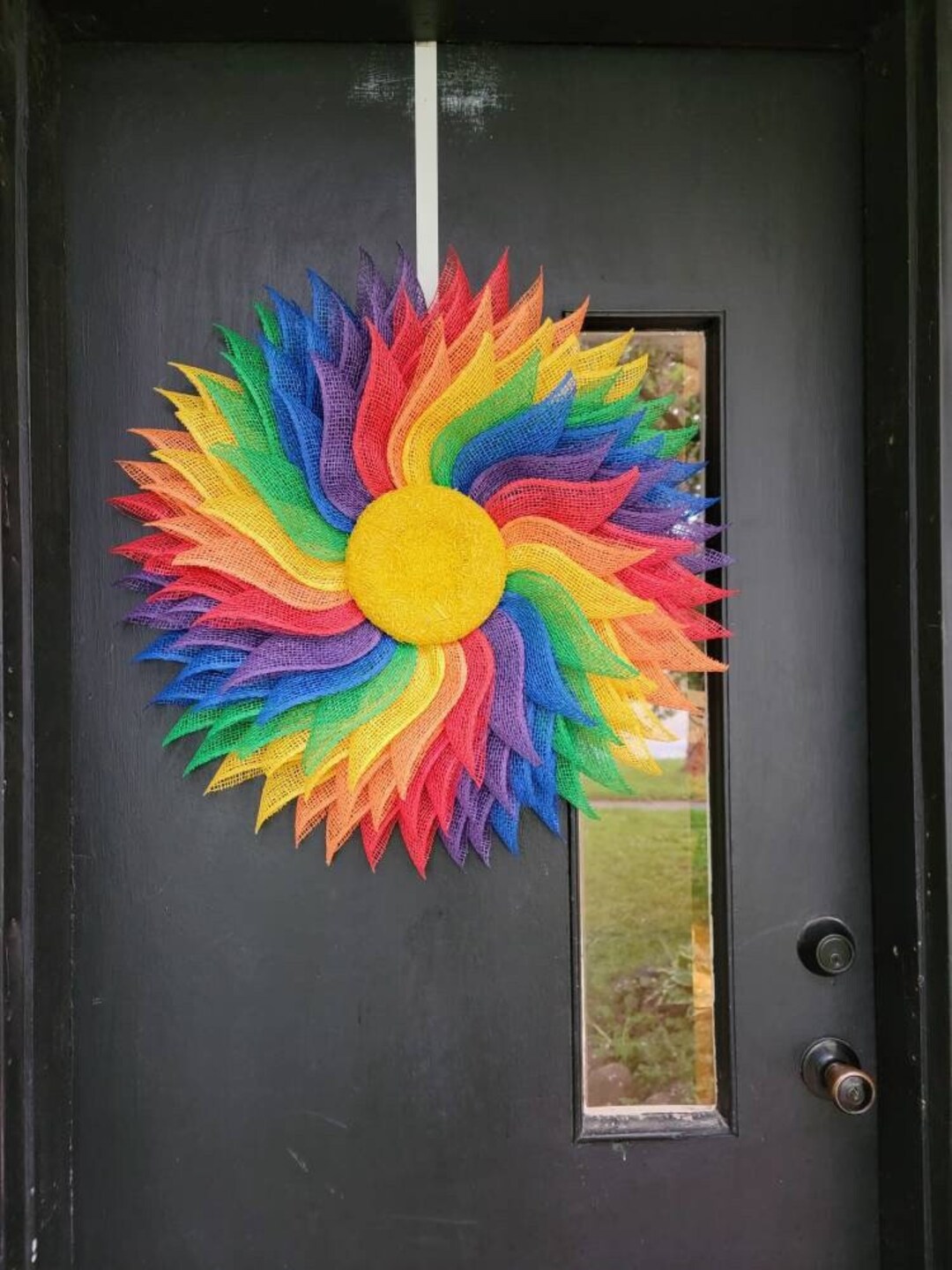 Spiral Rainbow Wreath, Rainbow Pinwheel Door Decor, Pride Wreath ...