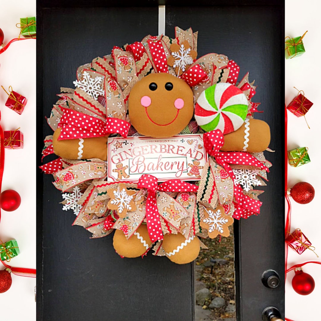Gingerbread Wreath, XL Christmas Wreath, Gingerbread Decor, Gingerbread ...