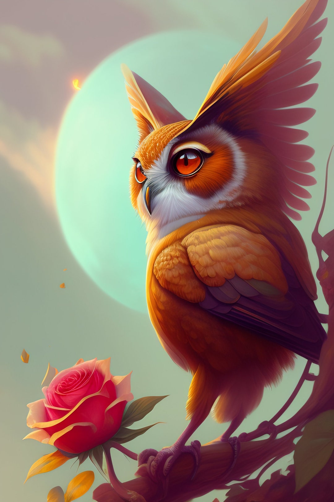 Posters of Owls With Flowers and Dressed up to Look Beautiful - Etsy