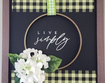 Live Simply Sign, Spring Art, Peony Wall Art, Chalkboard Sign, Floral ...