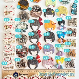 Handmade Ceramic Magnets With Japanese Luck Symbols ,japanese Luck ...