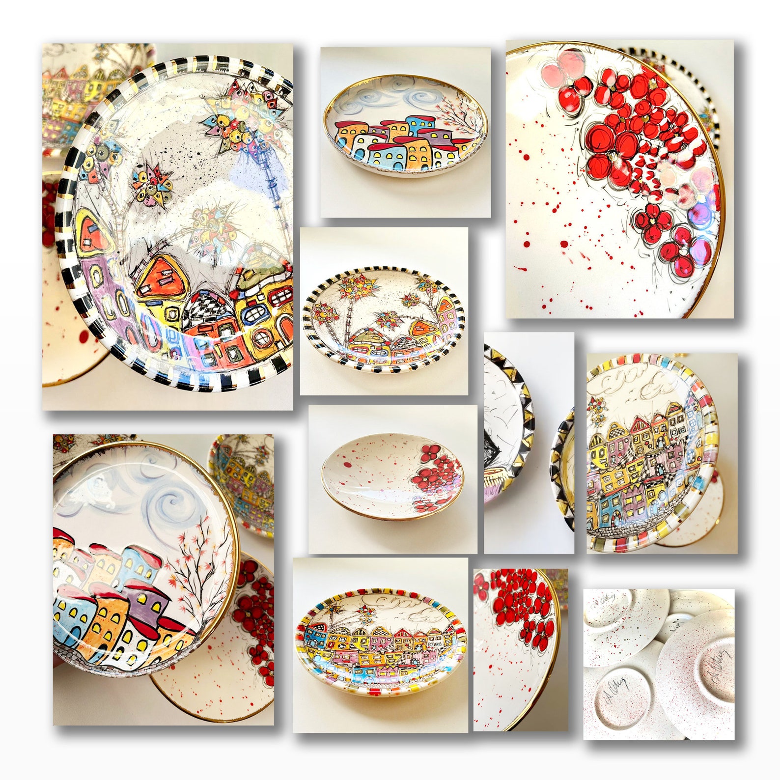 Colorful Plates, Colorful Home Figure on Plate,handmade Unique Gifts - Etsy