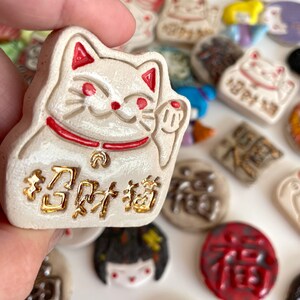 Handmade Ceramic Magnets With Japanese Luck Symbols ,japanese Luck ...