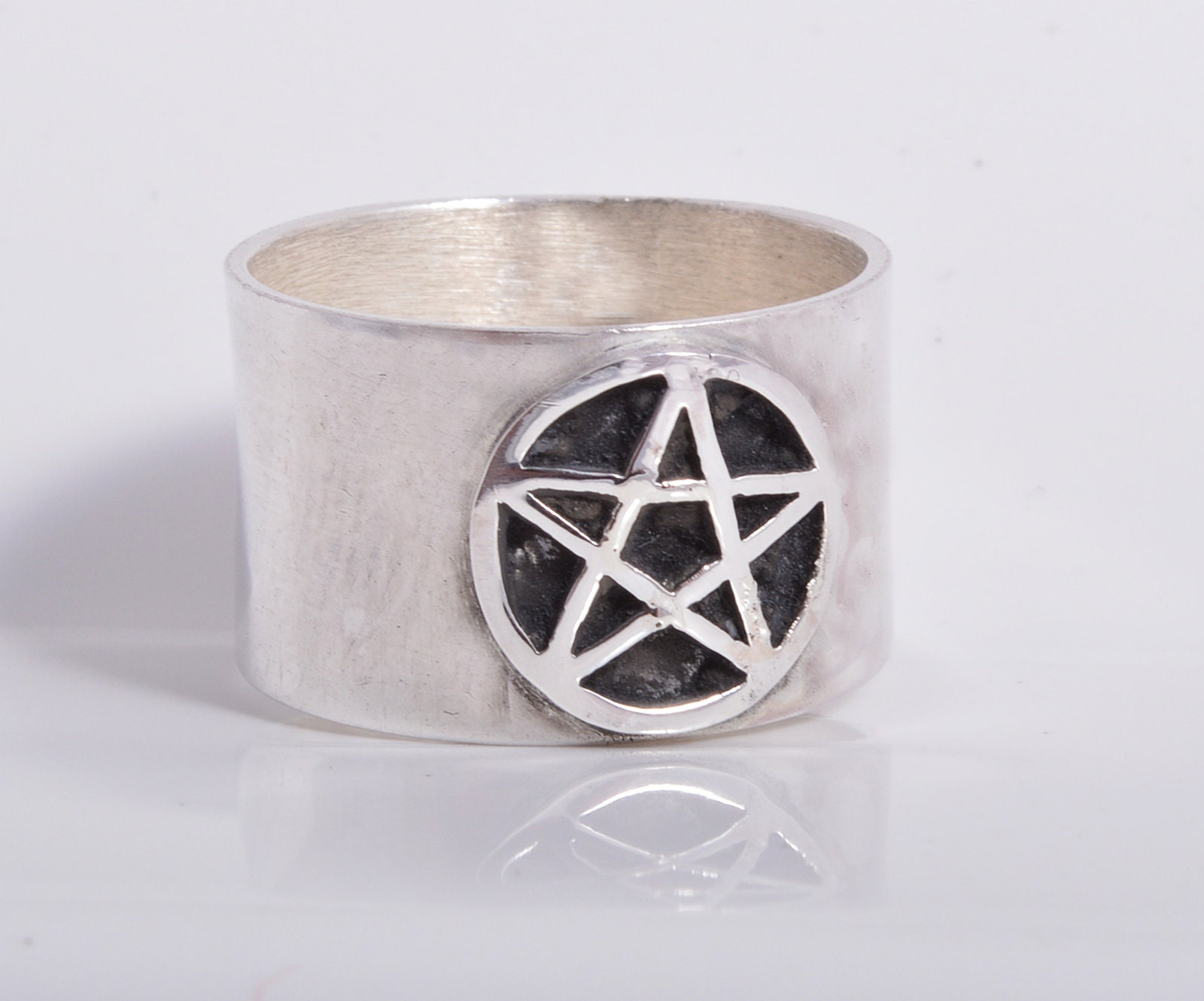Sterling silver pentagram ring 925 handmade to order 12mm band | Etsy