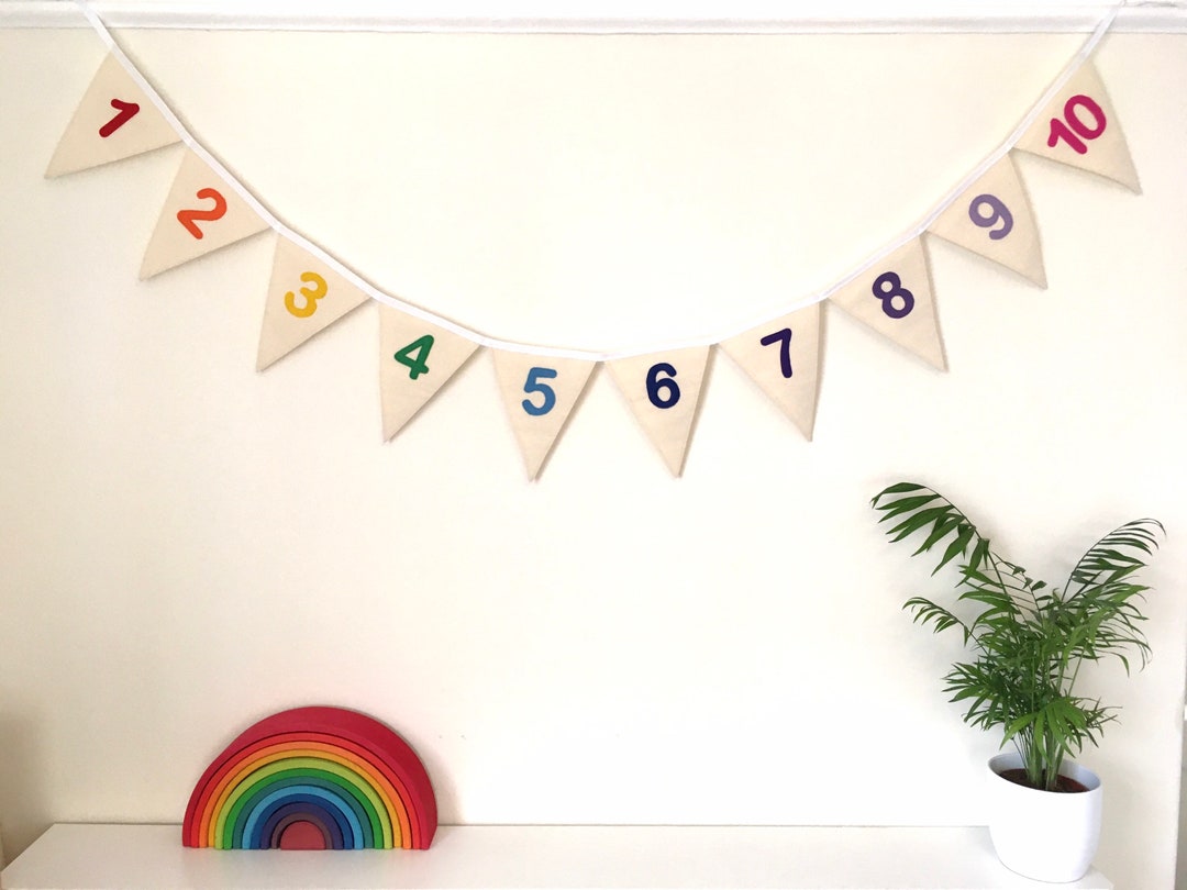 Nursery Preschool Classroom Decor Numbers Bunting in Rainbow Colours - Etsy