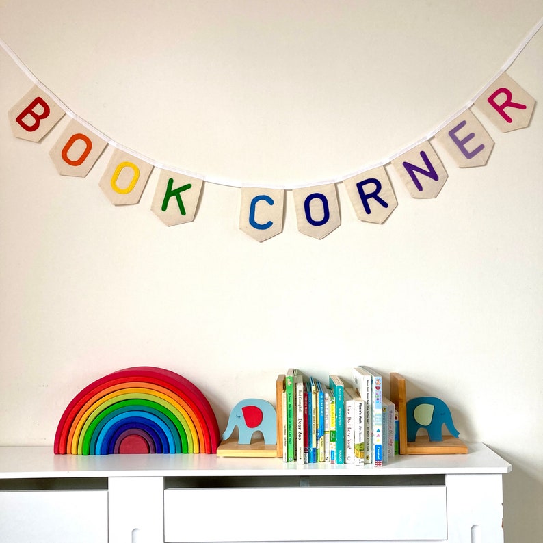 Book Corner Reading Corner Book Nook bunting Organic cotton | Etsy