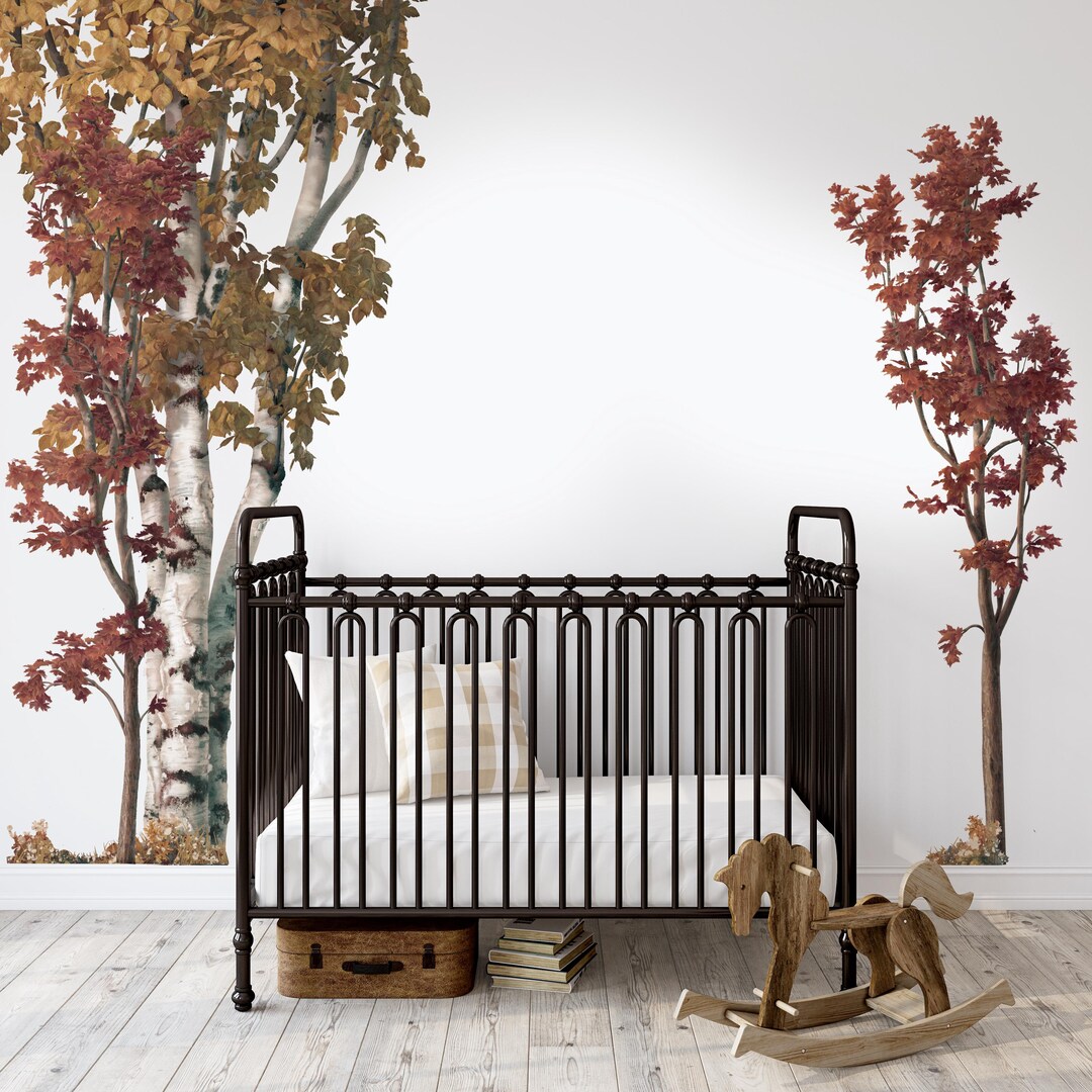 Woodland Birch and Red Maple Tree Decals. Forest Wall Decals for a ...