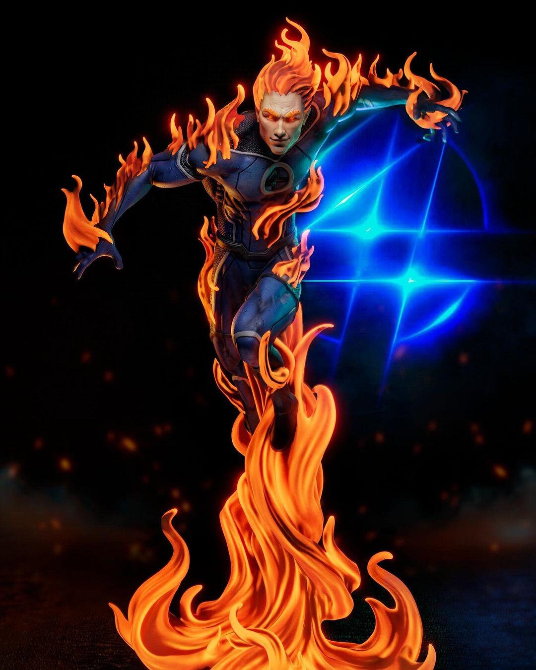 Human Torch 3D Printed Figure - Marvel’s Fiery Hero | Unpainted - Etsy