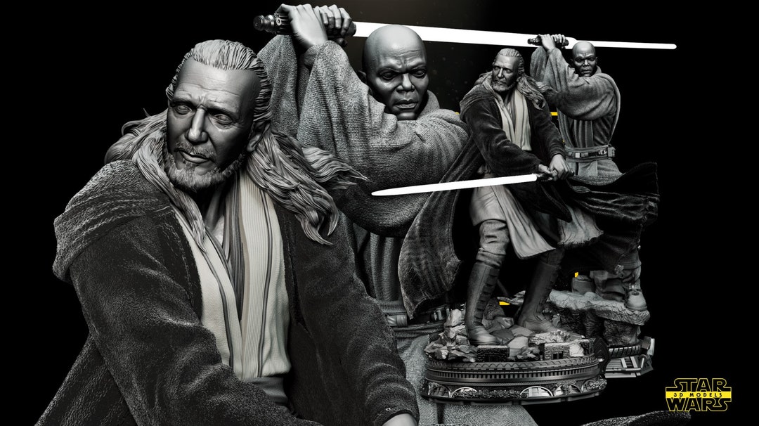 3D Printed Mace Windu and Quin Gon Jinn Worldwide Free Shipping - Etsy