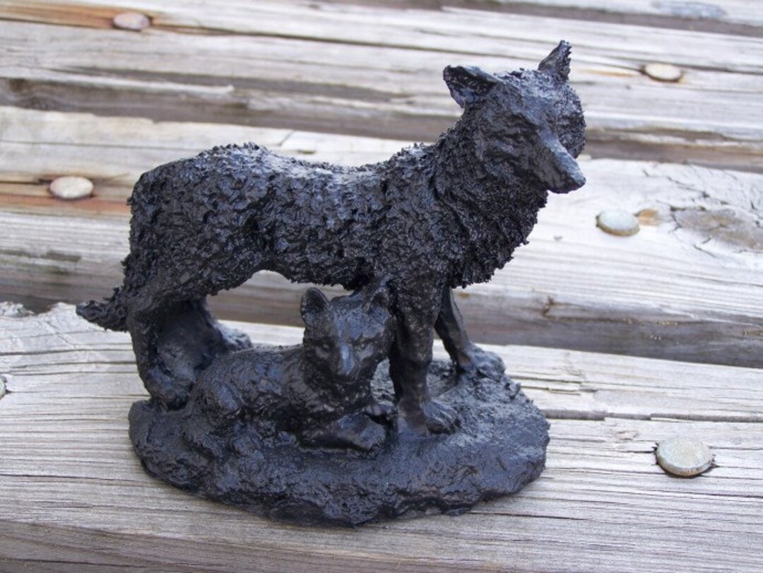 Handcrafted Wolf & Pup Made From Coal in Kentucky - Etsy