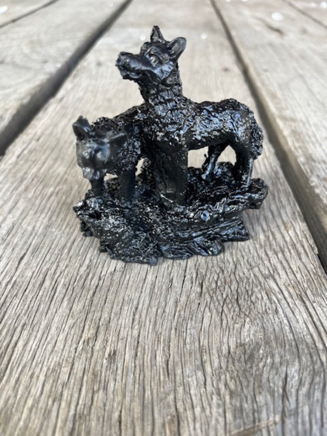 Handcrafted Two Wolves Made From Coal by Kentucky Artisans - Etsy