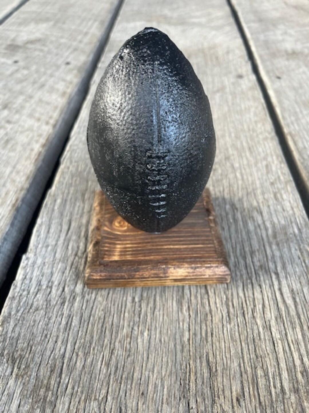 Handcrafted Football Made From Coal by Kentucky Artisans on a Wood Base ...