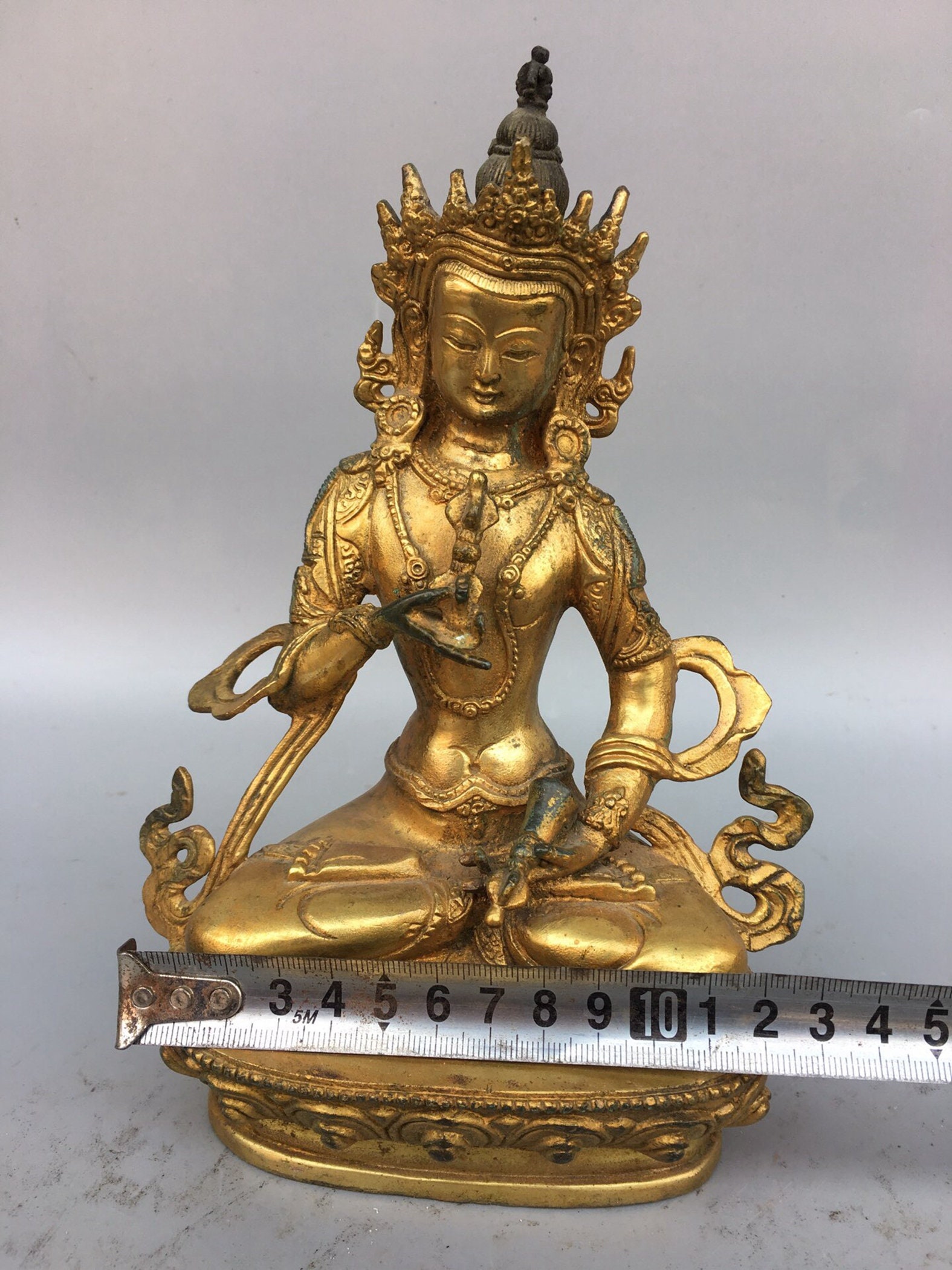 Asian antique Tibetan Buddhism pure hand-carved pure copper Tara Buddha ...