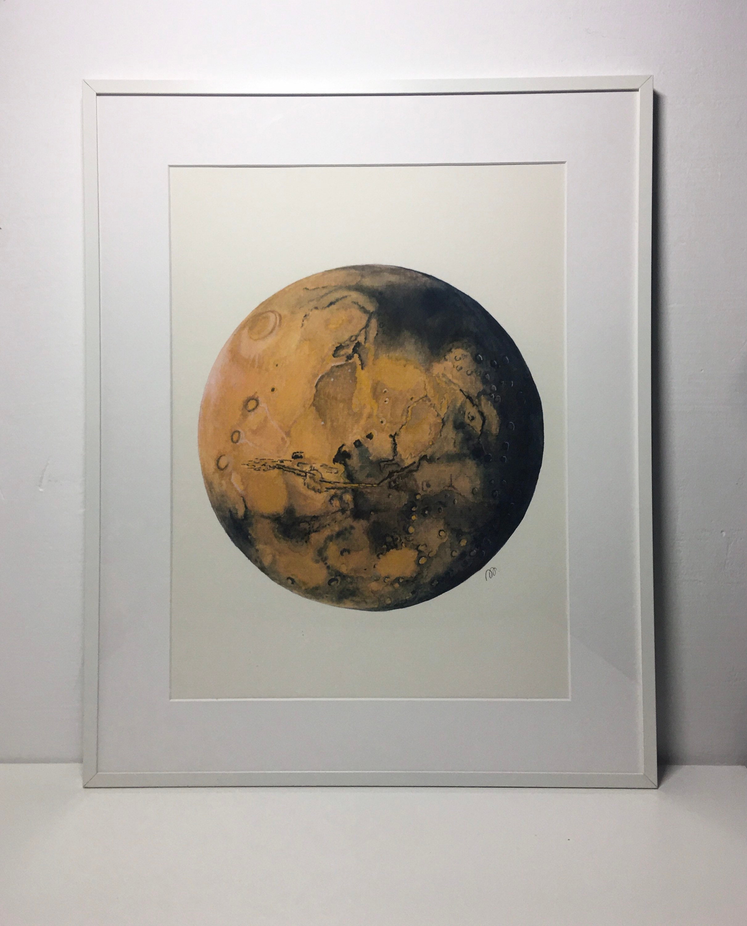 Print decor mars print watercolor mars print decorative | Etsy