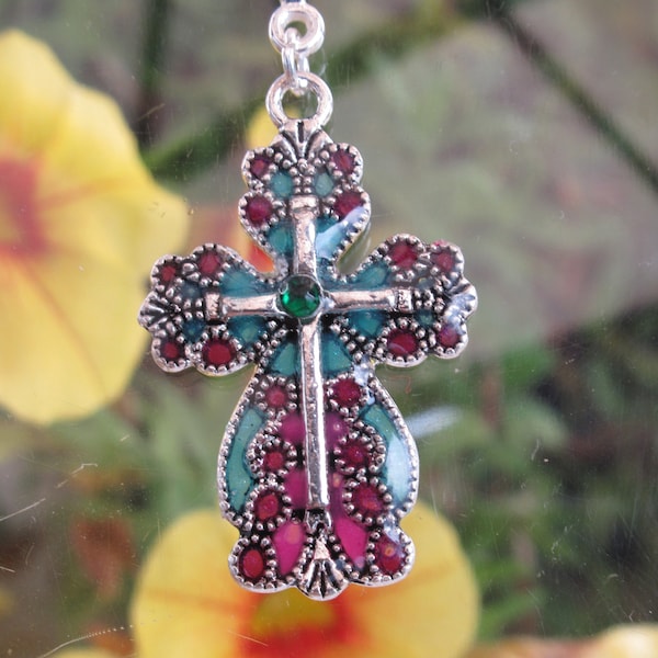 Glass Cross Pendant - Etsy