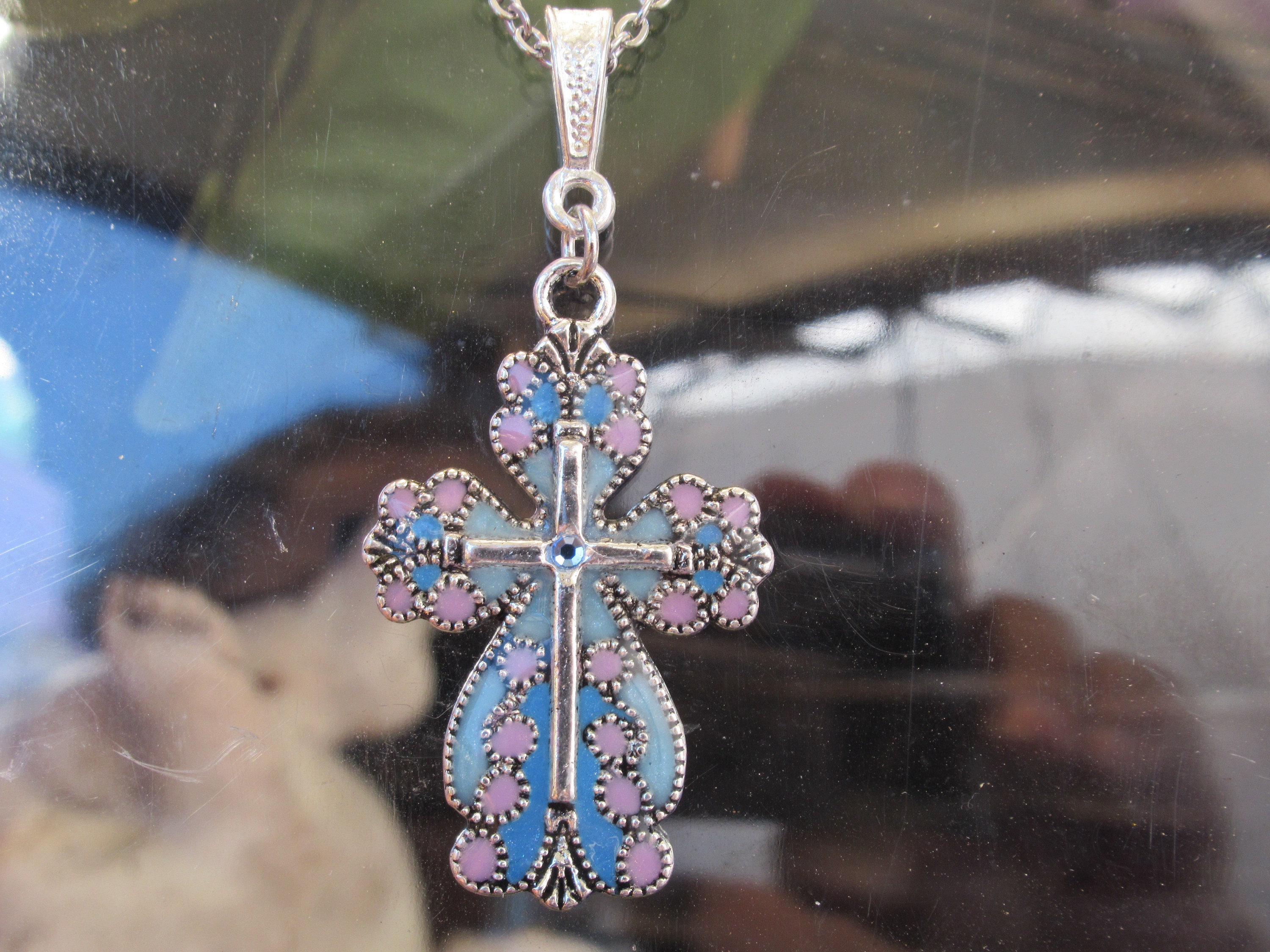 Stained Glass Cross Pendant - 61 - Etsy UK