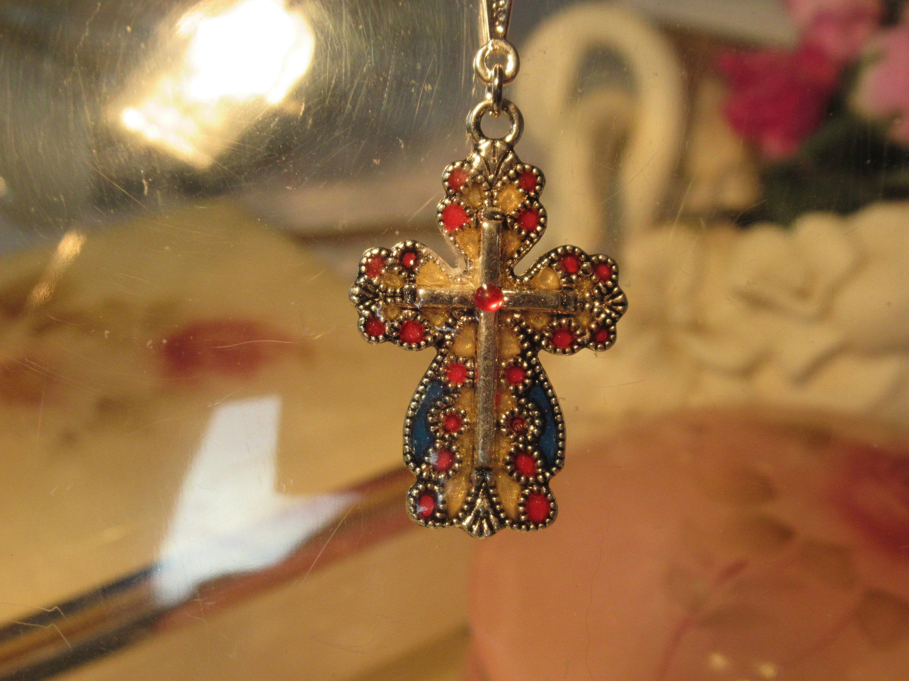 Stained Glass Cross Pendant - 75 - Etsy UK
