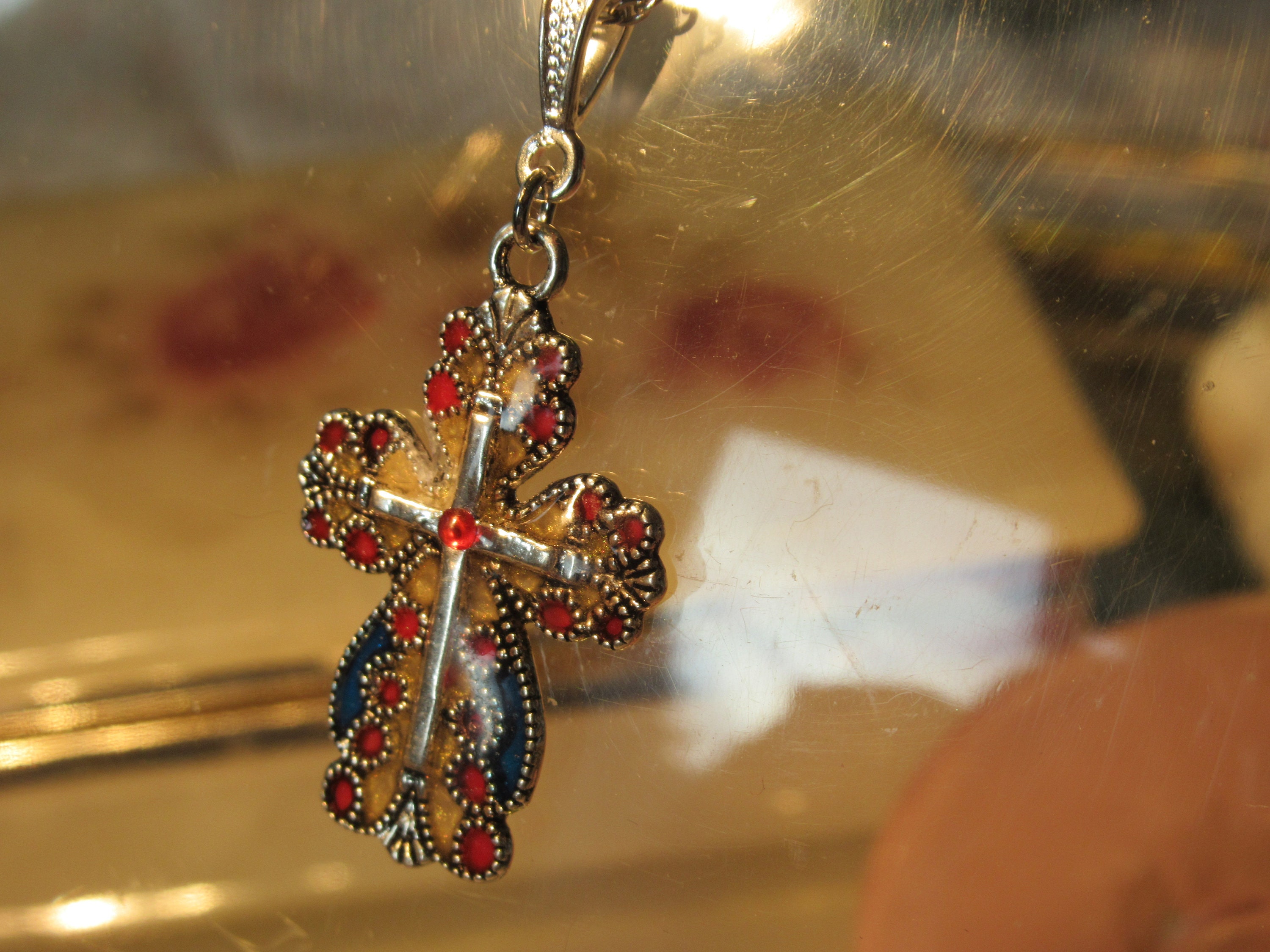 Stained Glass Cross Pendant - 75 - Etsy UK