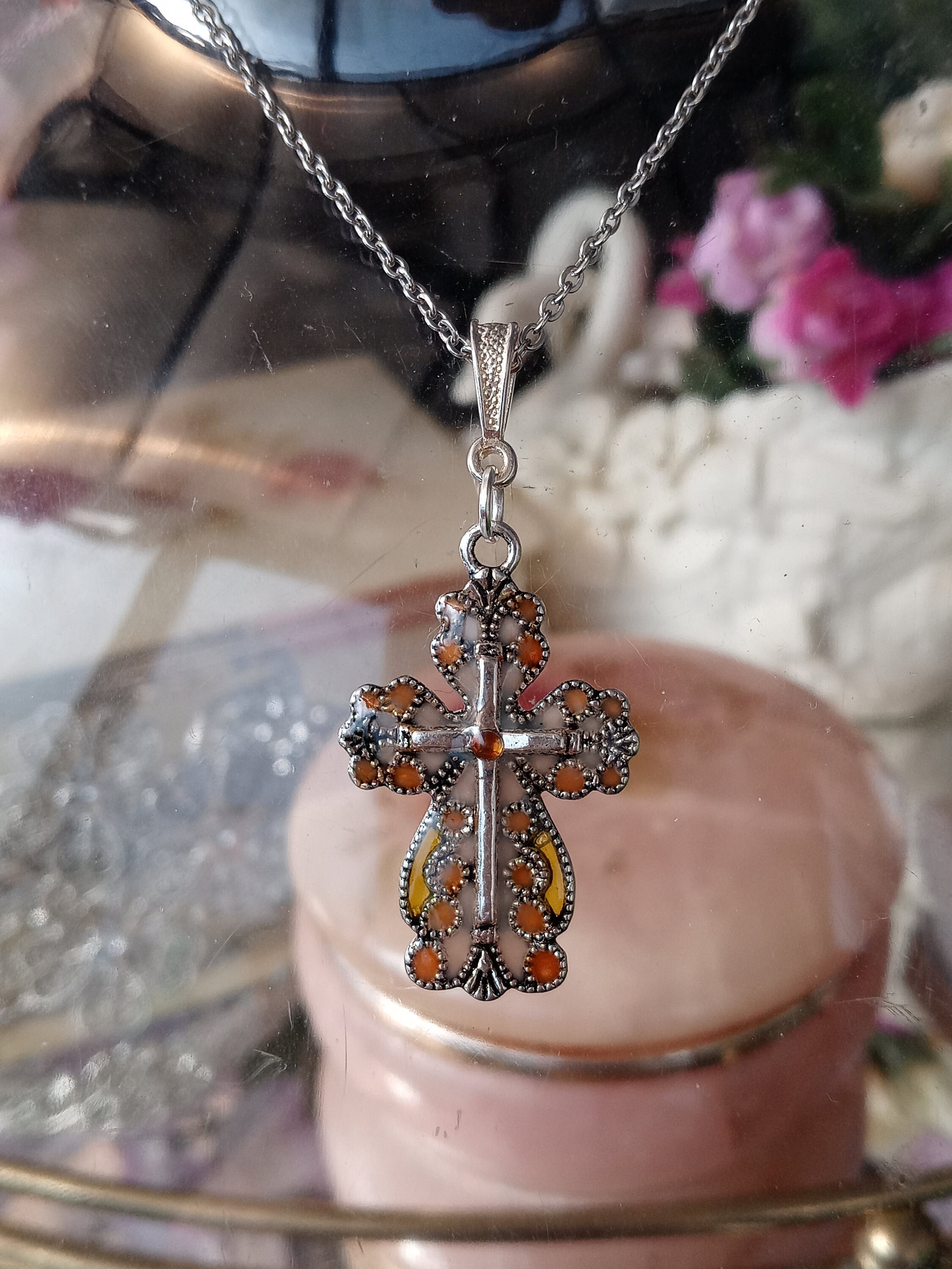 Stained Glass Cross Pendant 78 | Etsy