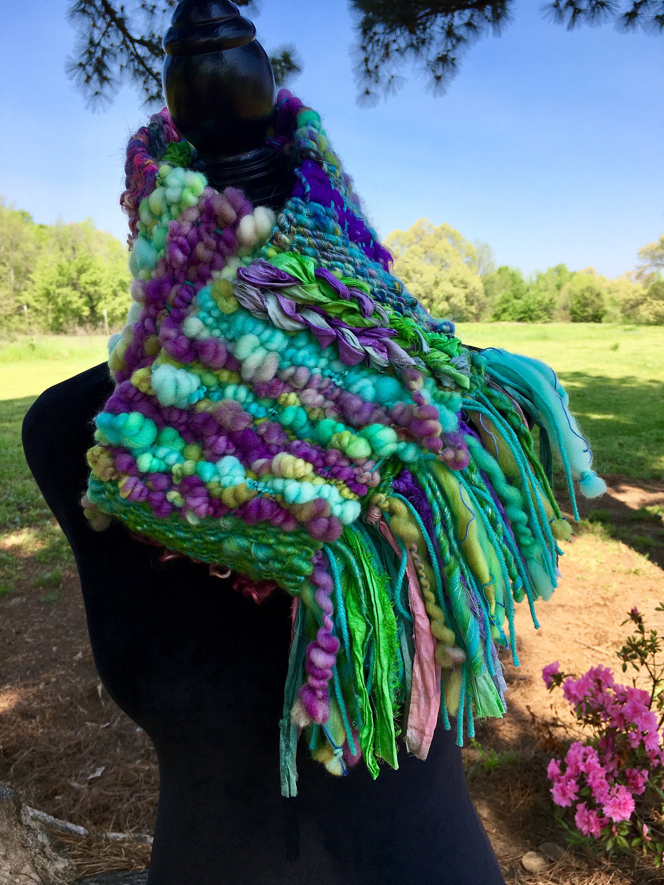 Handwoven Handspun Wool Scarf - Mermaid - Etsy