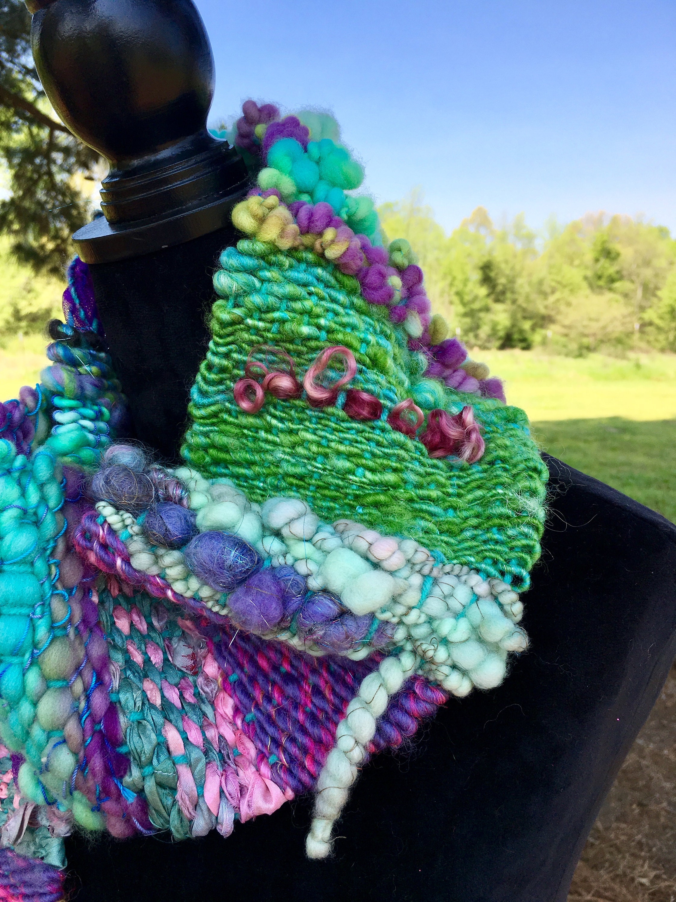 Handwoven Handspun Wool Scarf - Mermaid - Etsy