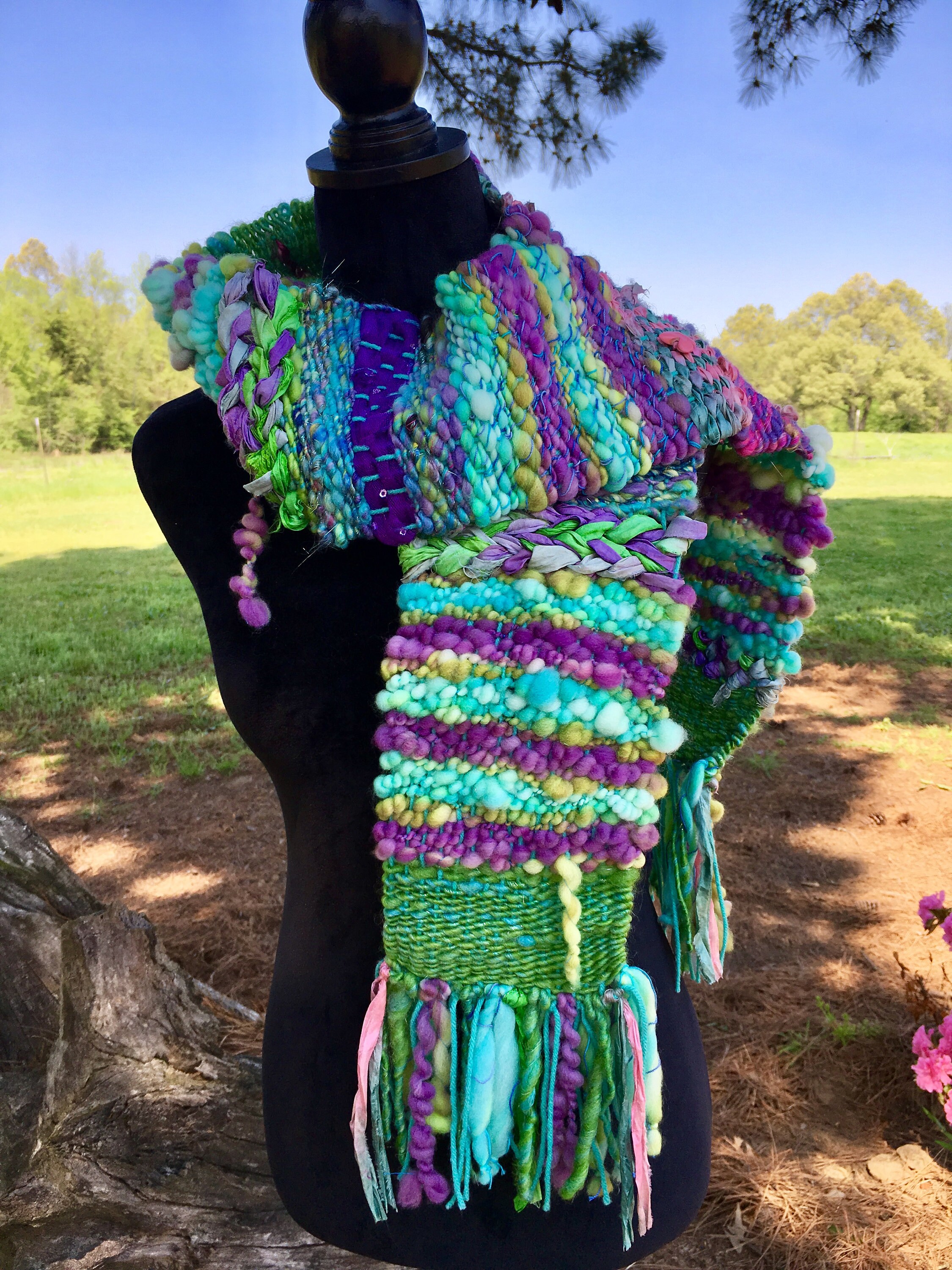 Handwoven Handspun Wool Scarf - Mermaid - Etsy
