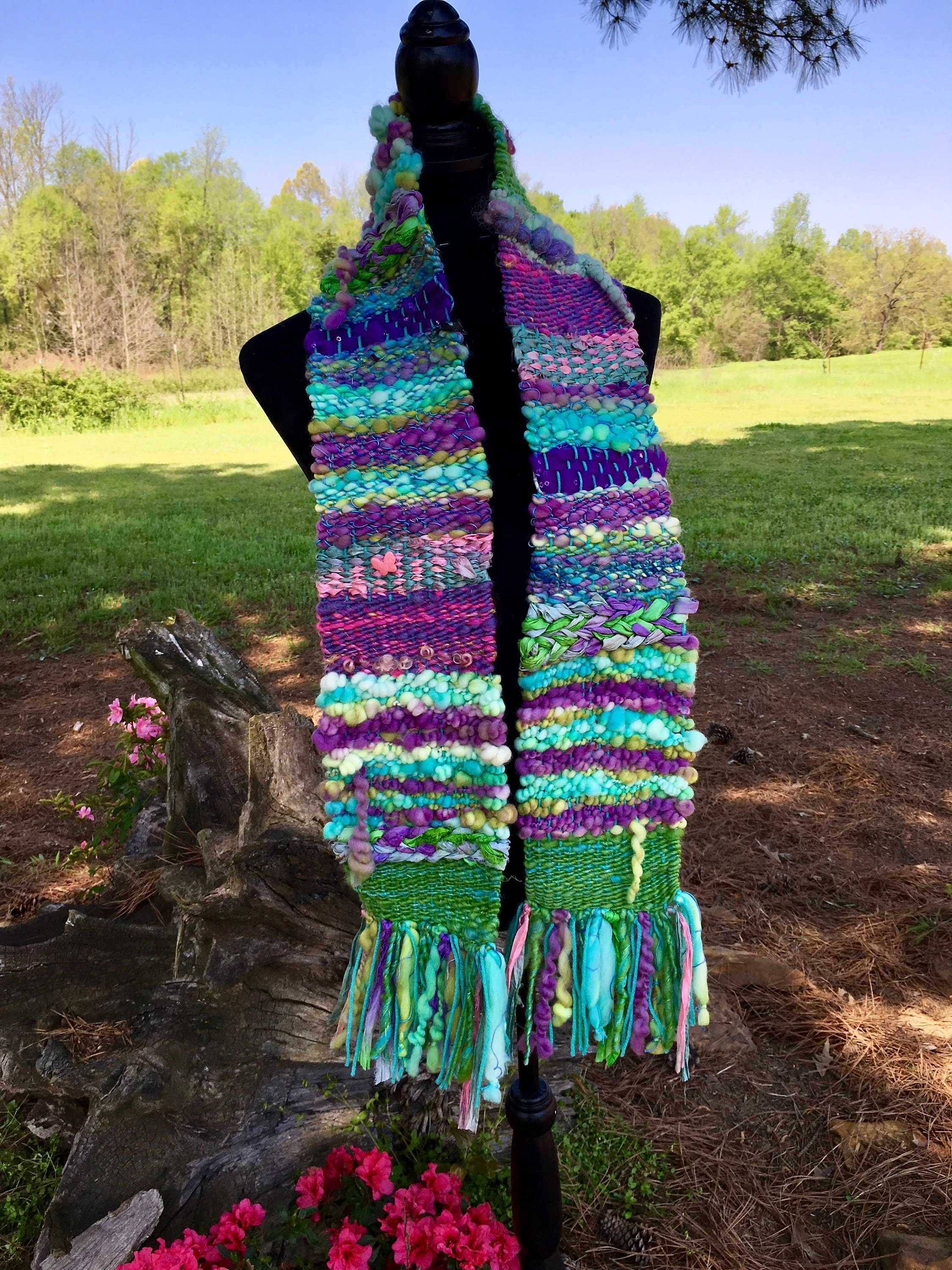 Handwoven Handspun Wool Scarf - Mermaid - Etsy