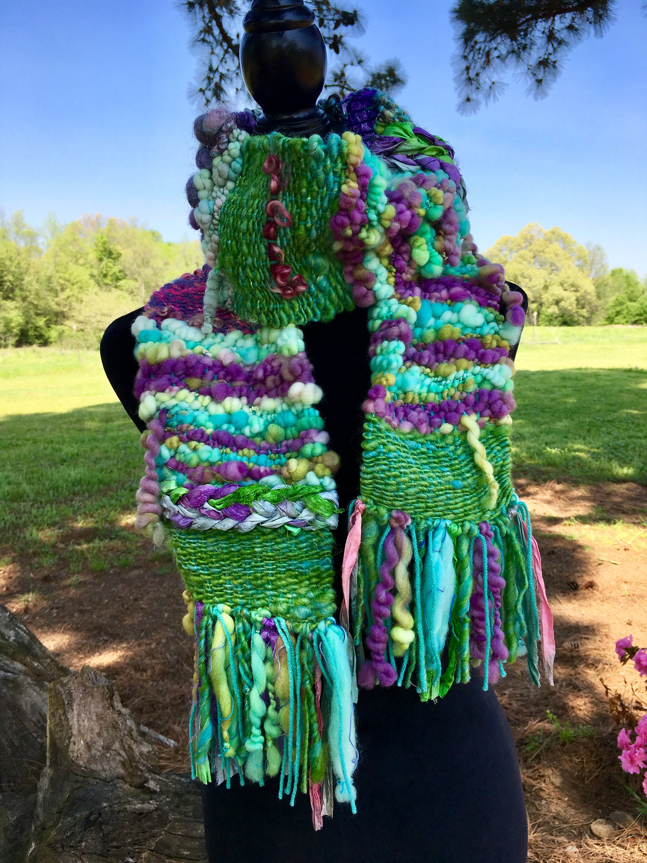 Handwoven Handspun Wool Scarf - Mermaid - Etsy